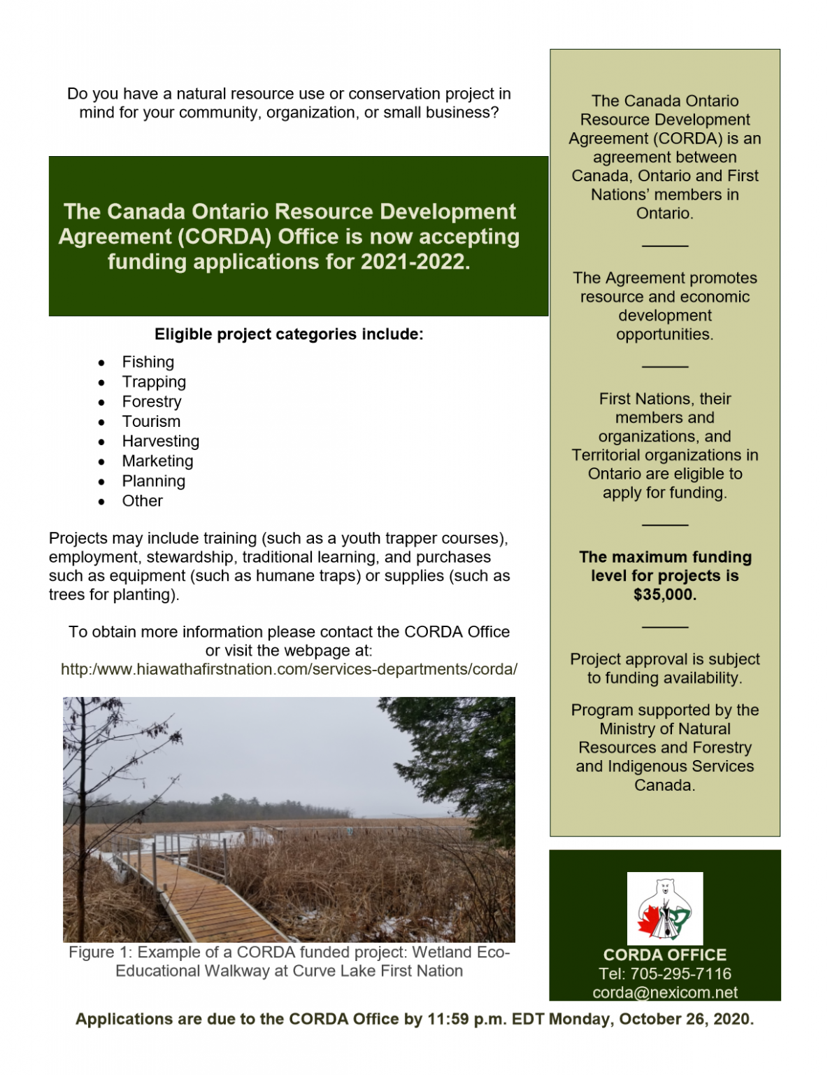 Canada Ontario Resource Development Agreement (CORDA) Program for 2021 ...